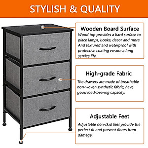YOHKOH Tall Dresser Storage Drawers Stand with 3 Removable Fabric Drawers-Organizer Unit for Bedroom, Living Room, Storage Bins with Drawers,Grey