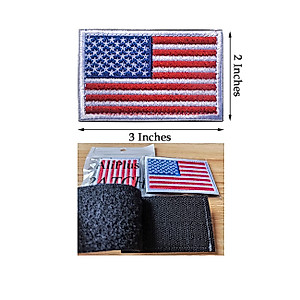 2 PCS AliPlus American Flag Patches Embroidered Tactical Military Morale Patch Applique Fastener Hook and Loop(White Border)