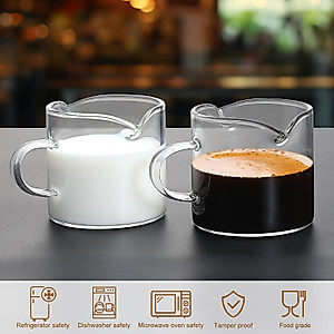 Espresso Cups Set of 2 Unique Espresso Shot Glass 4oz Double Spouts Cups Classic Cappuccino Cup Espresso Mugs Clear Coffee Mug with Handle for Espresso Machine