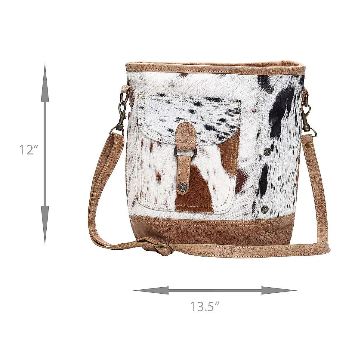 Genuine Hair-On Cowhide Leather Crossbody Bag with Front Pocket