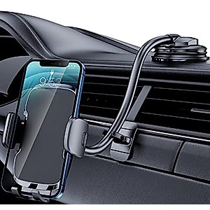 TICILFO Car Phone Holder Mount [Flexible Gooseneck Long Arm] Phone Mount for Car Holder Dashboard Windshield [Washable Strong Suction Cup] Cell Phone Holder Car Mount (Black) (Black)
