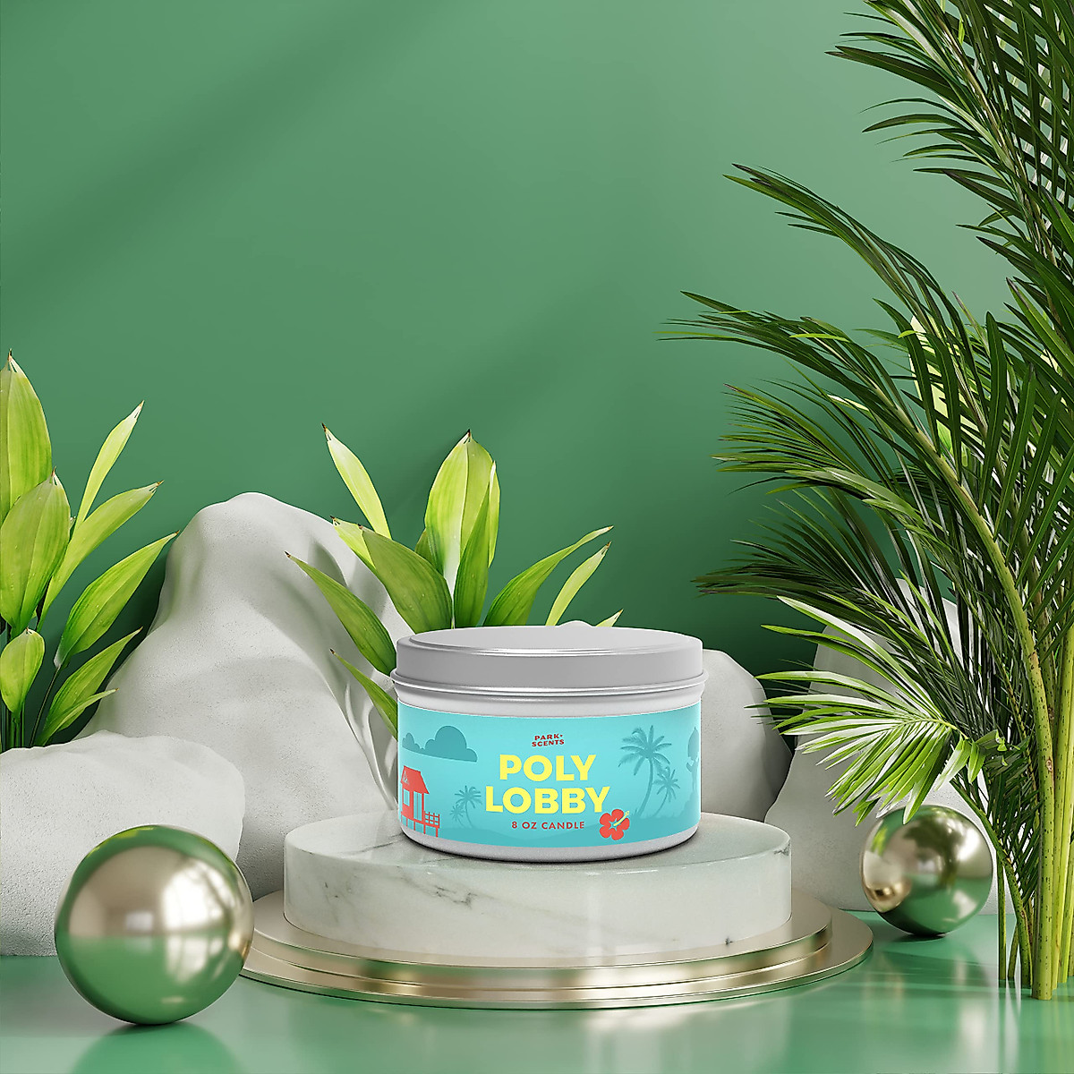 Park Scents Poly Lobby Soy Blend Candle - Enjoy 40 Hours of The Beautiful Smell of The Lobby at The Polynesian Resort Hotel - Disneyworld - Handmade in The USA | 8 oz. Tin