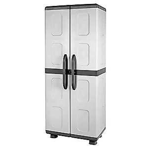Homeplast Electra 55 lb. Capacity Indoor Outdoor Storage Cabinet for Balcony or Garage with 2 Moveable Shelves, Gray/Anthracite