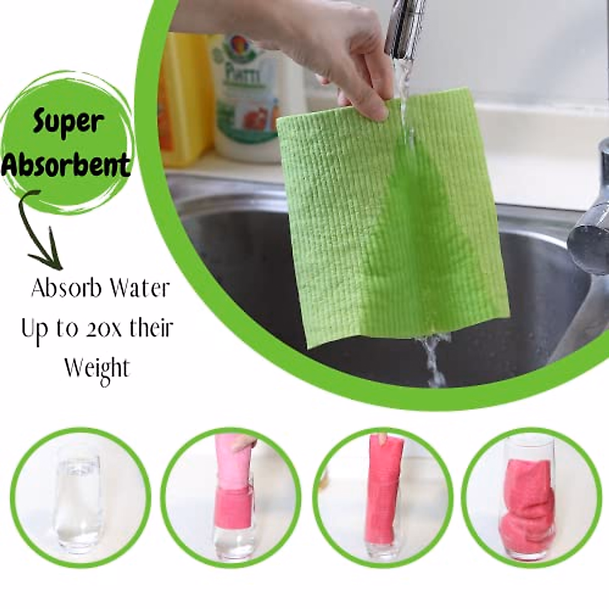 Mr. Pen- Dish Cloths, 6 pcs, Reusable Paper Towels, Absorbent Kitchen Towels, Dishcloths for Kitchen, Cellulose Sponge Cloths, Dish Drying Towels, Kitchen Cleaning Cloths, Sponge Cloth, Dish Rag.