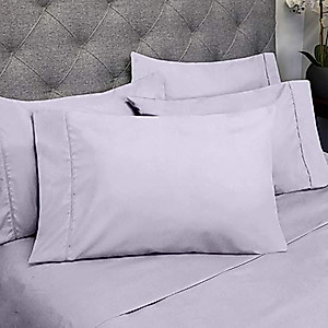 Queen Sheets Lilac - 6 Piece 1500 Supreme Collection Fine Brushed Microfiber Deep Pocket Queen Sheet Set Bedding - 2 Extra Pillow Cases, Great Value, Queen, Lilac