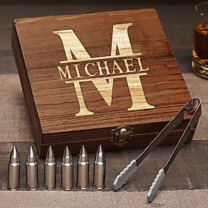 Custom Square Whiskey Glass Set with Bullet Whiskey Stones (Personalized Product)