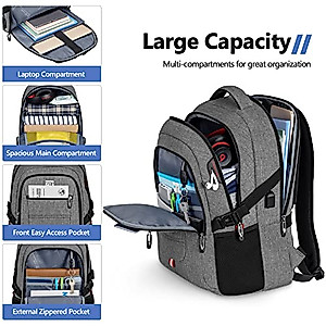 Bagsure Travel Laptop Backpack, Business Water Resistant Laptop Backpack with USB Charging Port, College Bag for Men & Women
