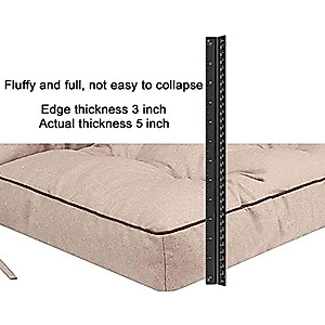 Rlosqvee Porch Swing Cushions, Waterproof Bench Cushion 2-3 Seater Patio Swing Cushions Replacement for Outdoor Furniture (Khaki 55"x40")