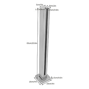 Glass Railing Post,Heavy Duty Glass Railing Post End Post, 25.6‘’/ 35.8”, End Post, Durable 304 Stainless Balustrade Post Steel, Balustrade for Balcony Deck Stairs for Concrete, Porch Steps (25.6‘’)