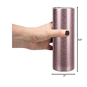 Elanze Designs 20 oz Glitter Stainless Steel Insulated Travel Tumbler With Sliding Lid For Iced or Hot Beverage, Bubblegum Pink