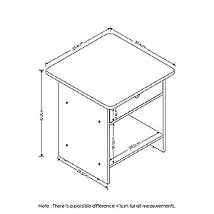 Furinno Dario End Table / Side Table / Night Stand / Bedside Table with Bin Drawer, 1-Pack, French Oak Grey/Black
