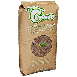 Hydro Crunch DBAUS888 Expanded Clay Growing Media Hydroponic 50 Liter 8 mm Aggregate Pebbles Pellets, Brown