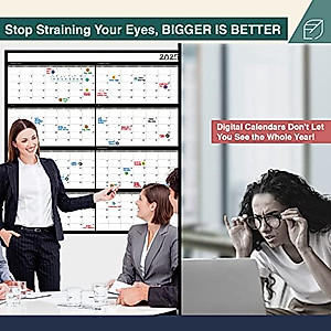 Large Dry Erase Wall Calendar - 38" x 68" - Undated Blank 2023 Reusable Yearly Calendar - Giant Whiteboard Year Poster - Jumbo Laminated 12 Month Office Calendar (Lushleaf Designs)