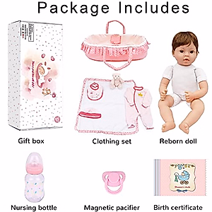 CHAREX Reborn Baby Doll Handmade Lifelike Toddler Dolls, 18 inch Weighted Realistic Girl Doll, Soft Body Toy Gift Set for Girls Kids Age 3+