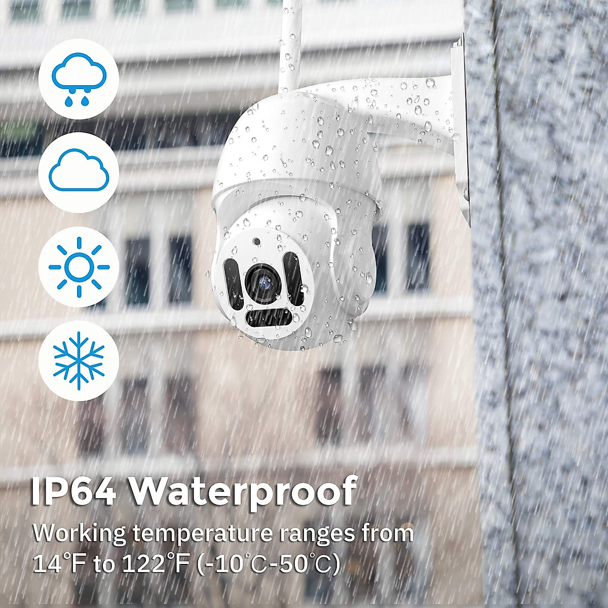 Hugolog PT Security Cameras, WiFi Cameras for Home Security 1080P HD, Outdoor Camera Waterproof,Motion Detection,2-Way Audio,Infrared Night Vision,USA Cloud Server/SD Card Slot, Compatible with Alexa