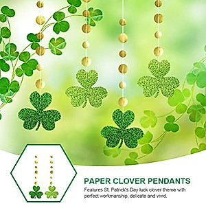 ABOOFAN Patricks Day Shamrock Decorations: 12pcs Lucky Irish Clover Steamers Four Leaf Shamrock Backdrop Banner Hanging Irish Birthday Wedding Baby Shower