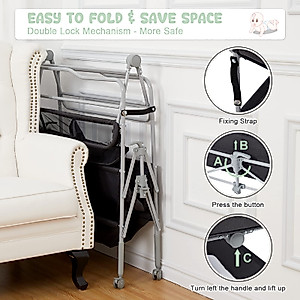 Babevy Portable Baby Changing Table, Foldable Changing Table Dresser Changing Station for Infant, Waterproof Diaper Changing Table Pad Topper, Mobile Nursery Organizer for Newborn Essentials, Black