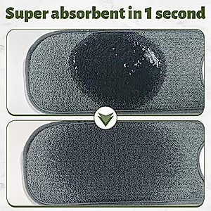 LOPNUR Faucet Mat for Kitchen Sink, 15”x 5” Kitchen Sink Splash Guard Behind Faucet, Sink Faucet Absorbing Mat for Kitchen & Bathroom, Washable Microfiber Faucet Splash Guard for Sink【Grey, 2 Pack】