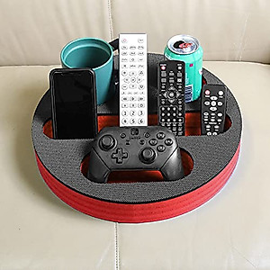Polar Whale Couch Drink Holder Red and Black Refreshment Tray for Sofa Bed Floor Car RV Lounge TV Room Durable Foam 4 Compartments with Game Controller Slot 13.75 Inches Wide