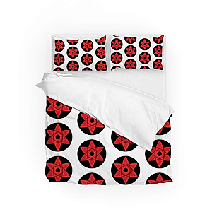 Find Sun Bedding Sets Twin XL Size Sasuke Mangekyou Eye Duvet Cover Set with 1 Duvet Cover and 2 Pillow Shams,Gifts for Girls Boys Teen,without Comforter