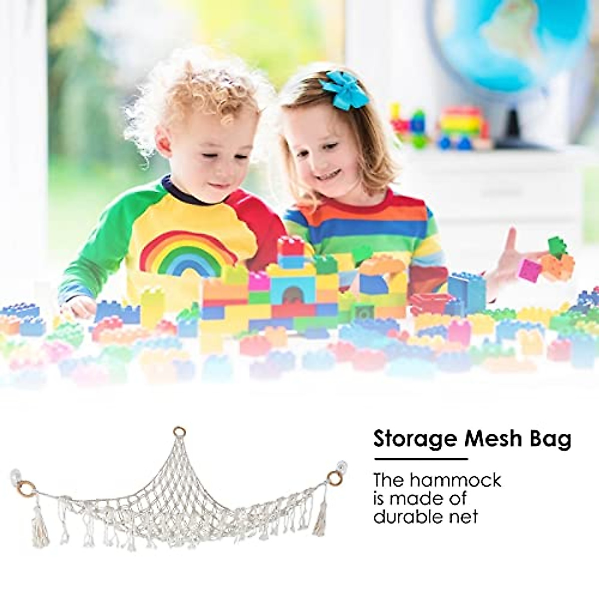 CHUWUJU Stuffed Animal Storage Hammock,Hanging Macrame Boho Tassels Hammock Net Toy Organizer Net Holder for Nursery Kids Bedroom,Perfect Home Decor