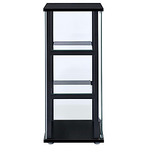 Coaster Home Furnishings Cyclamen 34-inch 3-Tier Clear Tempered Glass Curio Cabinet Display Case with Shelving Black 950179