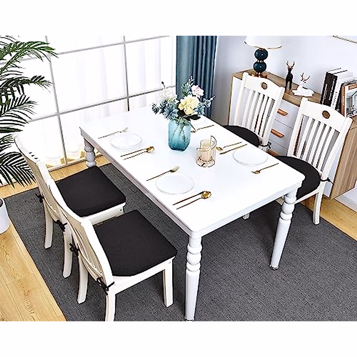 Nuowa Chair Cushions U-Shaped Chair Cushions with Ties 17 x 16 Inches Non Slip Dining Chair Pads and Seat Cushion Set Black