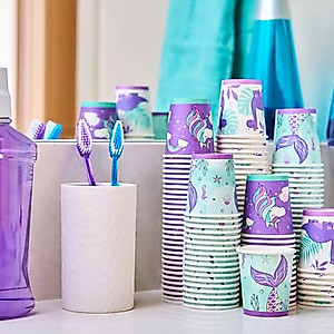 ROYAL BLUEBONNET 3oz Mouthwash Cups – 300 Purple Mini Cups, Disposable Kids Bathroom Cups, Mouth Rinse Cups, Mermaid Tiny Snack Cups for Birthdays, Paper Bathroom Cups, Small Paper Cups for Bathroom
