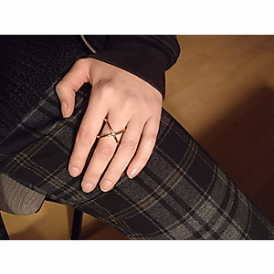 WISTIC X Criss Cross Rings Statement Rings Parallel Bar for Men and Women Touch of Luxury Fashion Effortlessly Cocktail Charming Enhancer Finger Jewelry (Gold, 10)