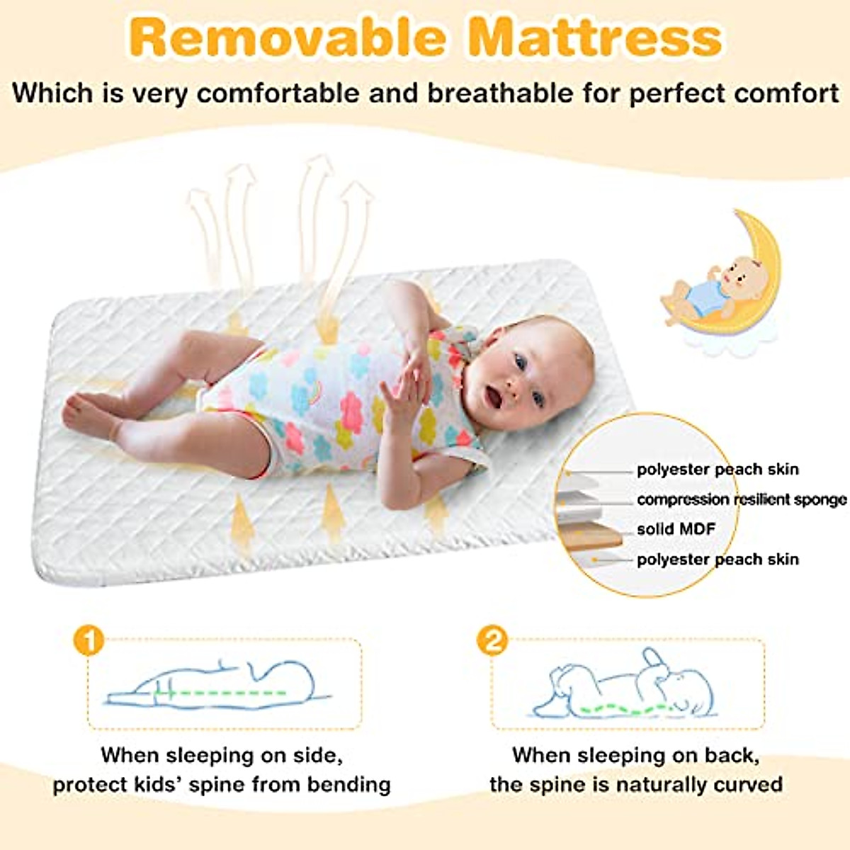 INFANS Baby Bassinet Bedside Crib, Newborn Sleeper w/Large Storage Basket, Adjustable Heights & Angle, Detachable &Washable Mattress, Breathable Mesh, Straps, Easy Moving Bed Side, Dark Grey