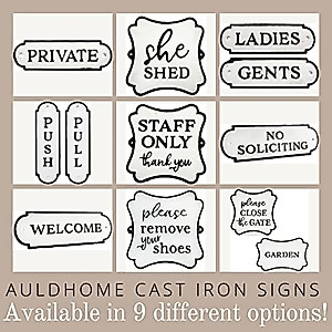 AuldHome Cast Iron She Shed Sign, Black-and-White Decorative Rustic Plaque