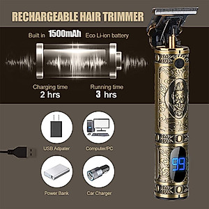 RESUXI Hair Clippers for Men Hair Trimmer for Barbers,Professional Cordless T Blade Trimmer, Beard Edger Liners for Men,Barber Shavers for Hair Cutting,Gold Knight Close-Cutting Hair Machine