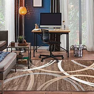 Rugshop Modern Wavy Circles Design Area Rug 3'3" x 5' Brown