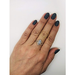 Koral Jewelry Cut Marquise Moonstone Delicate Ring 925 Sterling Silver Vintage Tribal Gipsy Boho Look (7)