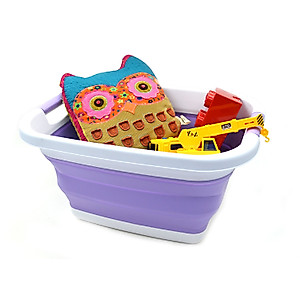 SAMMART Set of 2-25L (6,6 gallon) Collapsible Laundry Basket/Tub-Foldable Storage Container/Organizer-Portable Washing Bin-Space Saving Hamper, Water capacity: 20L (5.28 gallon) (2, Lt. Purple)