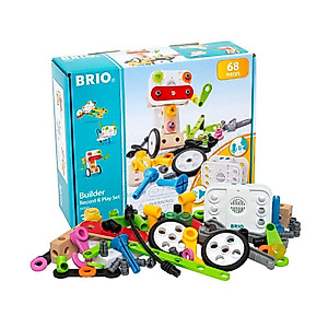 BRIO Builder 34592 - Builder Record and Play Set - 67-Piece Construction Set STEM Toy with Wood and Plastic Pieces and a Sound Recorder for Kids Age 3 and Up