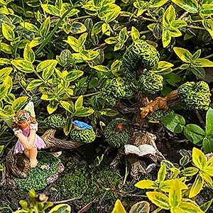 Mood Lab Fairy Garden Miniature Fairy with Reading Tree Statue - Figurines and Accessories Kit of 2 pcs