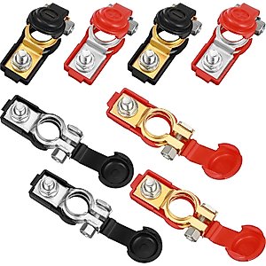 Car Battery Terminal Clamps Connectors Battery Cable Terminal Positive Negative Auto Cable Terminal Top Post with Plastic Cover For Cars, Truck and Van(8 Pieces)