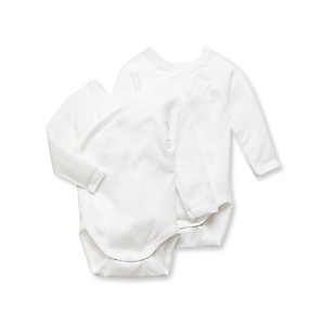 Petit Bateau Pack of 2 Unisex Newborn Baby Plain Long-Sleeve Bodysuits Style 15081-54218 Sizes NB-36 Months (Size 3 Month Style 15081) White