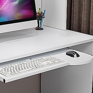 Under Desk Keyboard Tray, Pull Out Keyboard Tray Under Desk, Keyboard Tray Slides, for Support Keyboard and Mouses, for Office