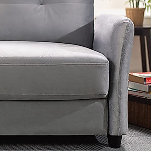 ZINUS Ricardo Velvet Loveseat Sofa / Easy, Tool-Free Assembly, Grey Velvet