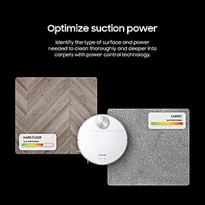 SAMSUNG Jet Bot+ Robot Vacuum Cleaner w/ Clean Station, Automatic Emptying, Precision Cleaning, 5-Layer Filter, Intelligent Power Control for Hardwood Floors, Carpets, Area Rugs, VR30T85513W/AA, White