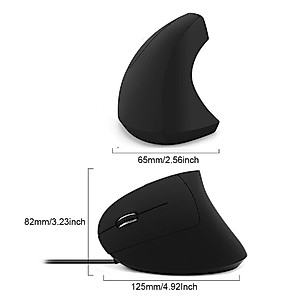 FLY WAY Left Handed Mouse,Ergonomic Vertical USB Wired Mouse 800/1200/1600 DPI Optical 6 Buttons Gaming Mice for PC Laptop Computer Desktop Mac (Left Hand)