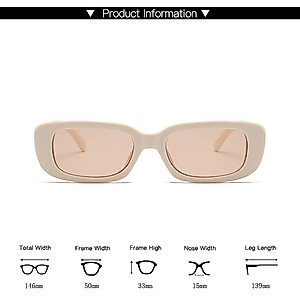 ZYApril Small Retro Square Sunglasses Women - UV 400 Vintage Rectangle driving, walking, traveling Glasses (off-white, 50)
