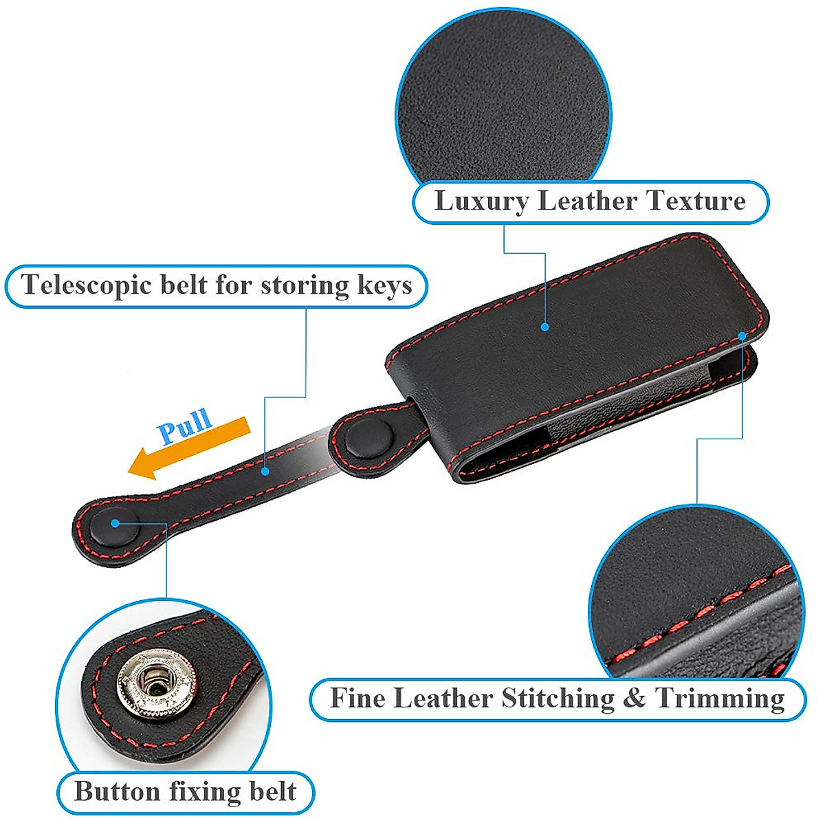 AeroBon Real Leather Key Cover Leather Key Pouch Compatible with Porsche Key Fob (Black)