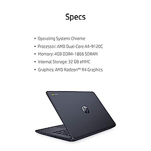 HP Chromebook 14-db0043wm - AMD A4-9120C, AMD Radeon R4 Graphics, 4 GB SDRM, 32GB eMMC, Audio by B&O, Full HD Display, Ink Blue (Renewed)