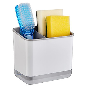 RedCall Kitchen Sink Caddy Organizer Counter,Dish Sponge Holder and Brush Holder with Drip Tray,Plastic Sinkware Caddy,Bathroom Toothbrush Holder