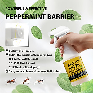 BugBai Peppermint Oil Ant Killer & Repellent Spray Outdoor, 16OZ Natural Ant Spray Indoor Home Kitchen Safe for Pets and Kids, Powerful Carpenter Ant Killer to Kill & Get Rid of Ants Permanently