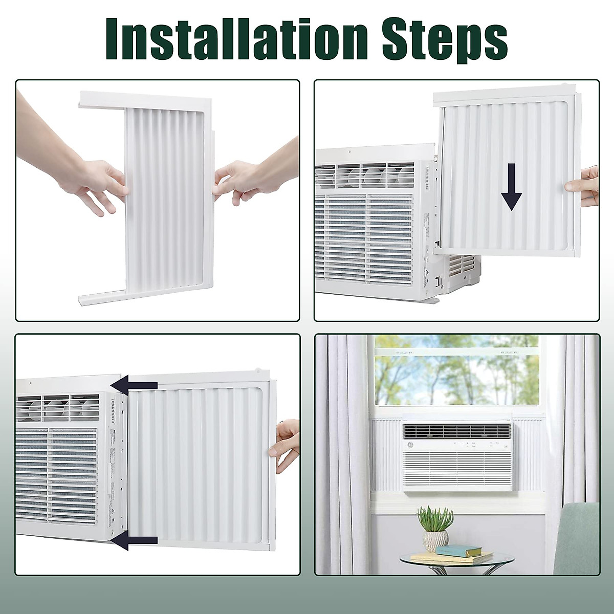 Flehomo Window Air Conditioner Side Panels with Frame, Adjustable Insulation AC Side Panel for 5,000 BTU Window AC Unit, Frame Included
