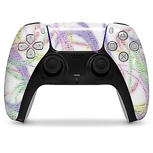 WraptorSkinz Skin Wrap compatible with Sony PS5 DualSense Controller Neon Swoosh on White (CONTROLLER NOT INCLUDED)